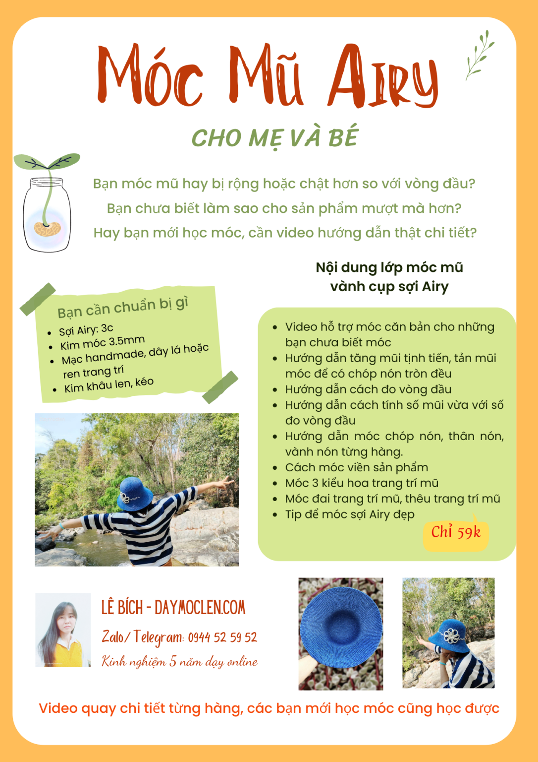 Lớp Móc Mũ Airy cho mẹ và bé | Dạy Móc Len